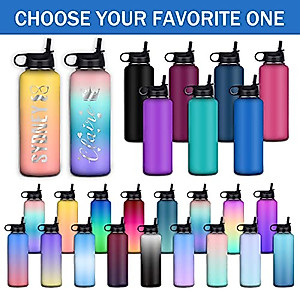 Personalized Water Bottle, Custom Sports Water Bottle with Name Customized Insulated Stainless Steel Vacuum Cup Bottle with Straw Lid, Christmas Valentine's Day Gift for Boys Girls Women Men 18oz/32oz