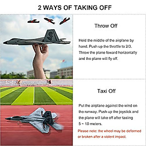 HAWK'S WORK 2 CH RC Airplane, F-22 Plane Ready to Fly, 2.4GHz Remote Control, Easy to Fly RC Glider for Kids & Beginners