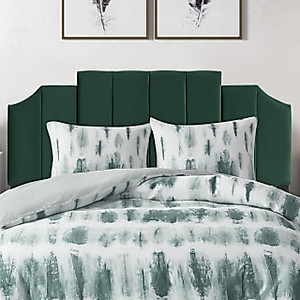 Finnhomy Velvet Upholstered King Size Headboard, Modern Vertical Channel Design, Adjustable Height from 42” to 46” Head Board, Jade