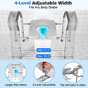 Takuyada Width & Height Adjustable Raised Toilet Seat with Handles for Elderly, Toilet Seat Risers for Seniors, Toilet Riser with Handles, Elevated Toilet Seat with Handles, Handicap Toilet Seat Riser