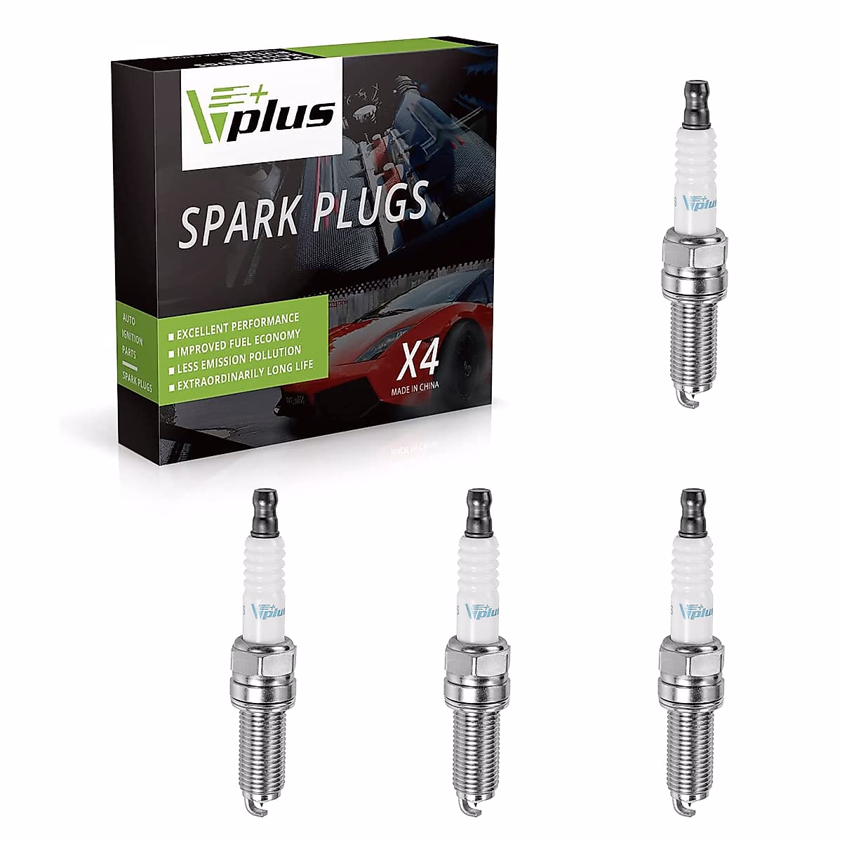Vplus Iridium Spark Plug 4pcs 93175 LKR7DIX-11S Compatible with Hyundai Santa fe Sport 2018, 2012 Kia Soul,2015 Honda Civic Si 1.8L 2.4L 3.0L 3.3L 3.5L 3.6L 3.8L L4 V6 Engine