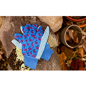 G & F 1852-3 Women Soft Jersey Garden Gloves, Women Work Gloves, 3-Pairs Green/Pink/Blue per Pack