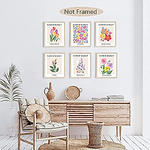 RBPRIDE Flower Market Poster Set of 6, 8x10 Inch Matisse Poster Flower Market Canvas Art Prints UNFRAMED , Abstract Floral Wall Art Modern Abstract Wall Art for Living Room Décor