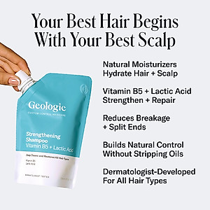 Geologie Strengthening Shampoo | Vitamin B5 + Lactic Acid Custom Control Haircare | 8 fl oz