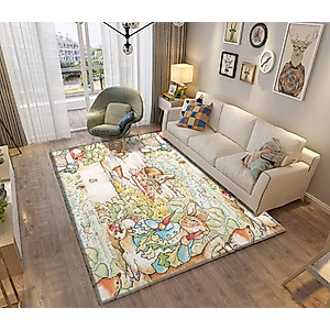 The World of Beatrix Potter Large Vintage Illustration Area Rugs Non-Slip Floor Mat Doormats Home Runner Rug Carpet for Bedroom Indoor Outdoor Kids Play Mat Nursery Throw Rugs Yoga Mat