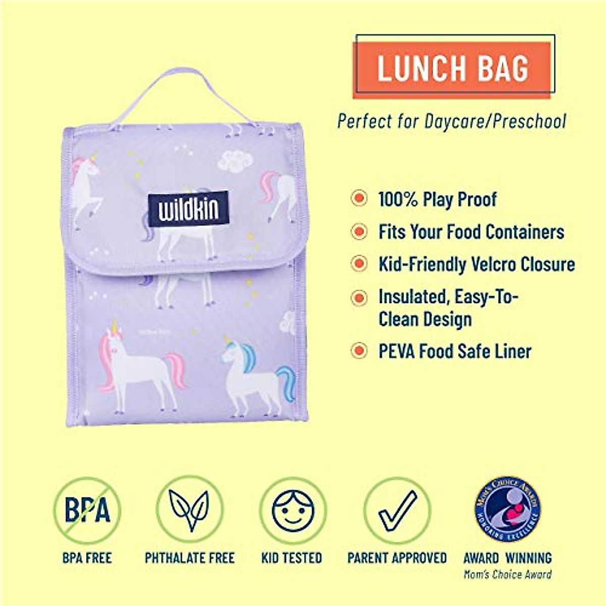 Wildkin 15 Inch Kids Backpack Bundle with Lunch Bag (Unicorn)