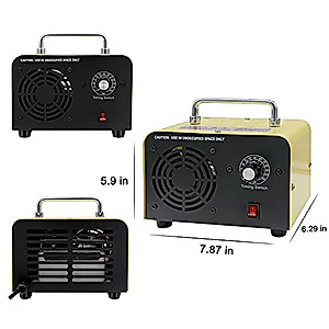 Commercial Ozone Generator 10,000 mg/h, Multipurpose Ozone Machine Odor Removal for Car Smoke, Timing Function & Carry Handle, Industrial O3 Air Purifier for Home Room, Basement (Yellow)