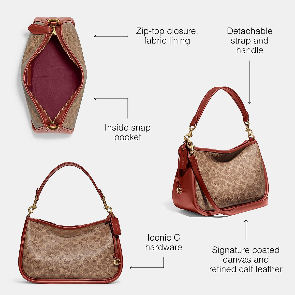 COACH Coated Canvas Signature Cary Crossbody, Tan Rust