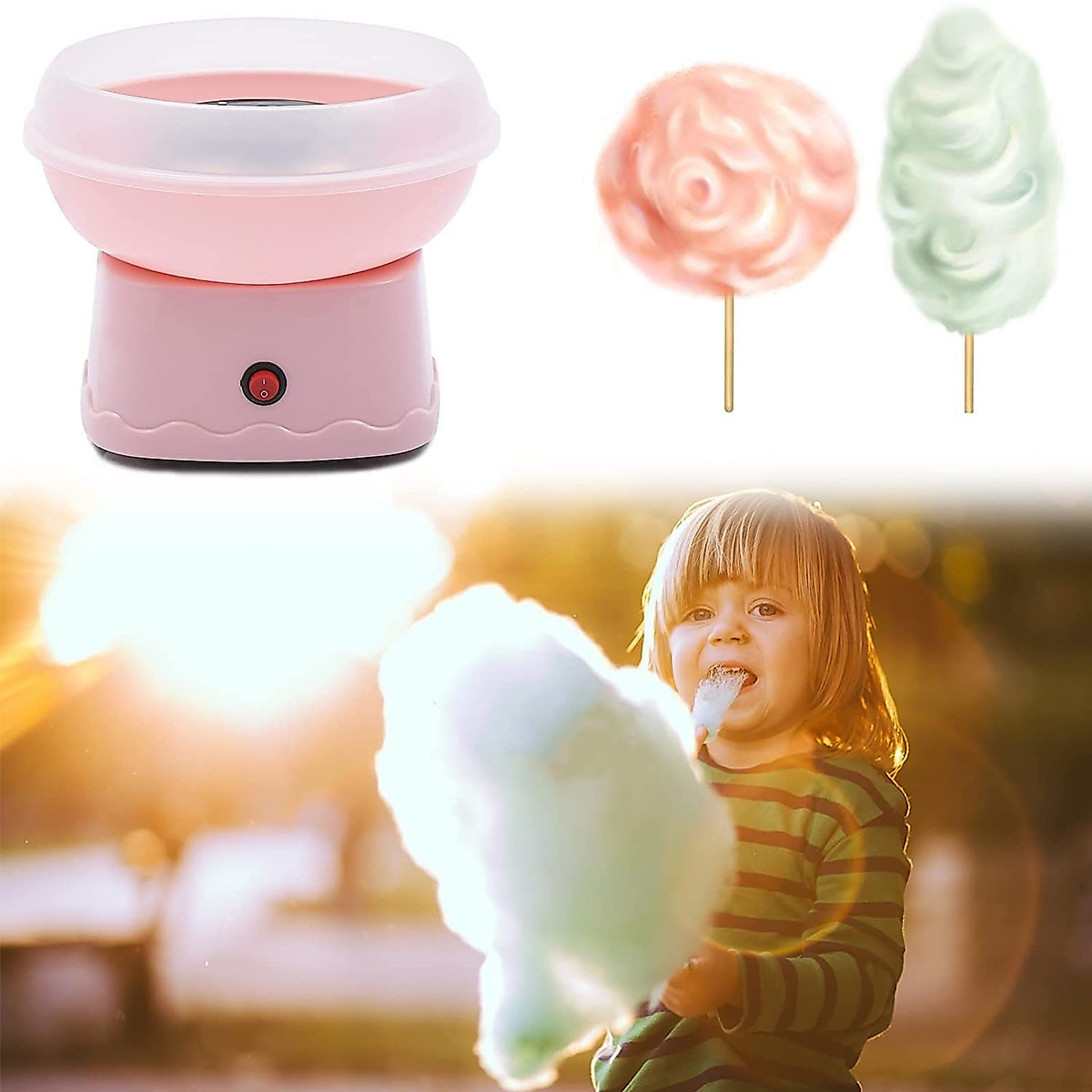 BETDET Cotton Candy Machine, 400w Homemade Portable Cotton Candy Maker Machine, Stainless Steel Cotton Candy Machine for Birthday Parties, Children's Day, for Kids 2.26