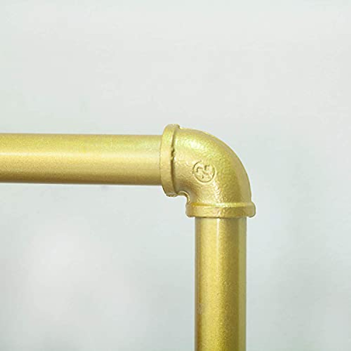 CIVANA Industrial Pipe Clothes Rack, Wall Mounted Garment Bar, Retail Clothing Display Stand, Pipeline Hanging Rod Steampunk Style, 59in, Gold