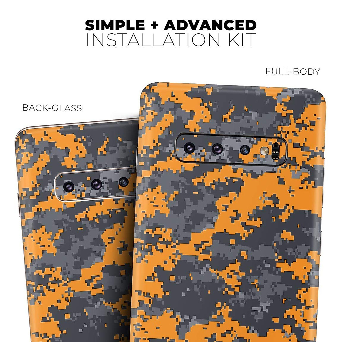 DesignSkinz Orange and Gray Digital Camouflage Protective Vinyl Decal Wrap Skin Cover Compatible with The Samsung Galaxy S20 (Screen Trim & Back Glass Skin)