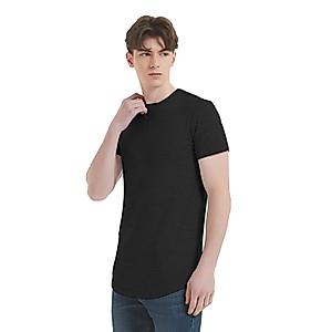LETAOTAO Tall Mens Workout Shirts Hipster Slim Fit T-Shirts Longline Drop Cut Gym Muscle Tee