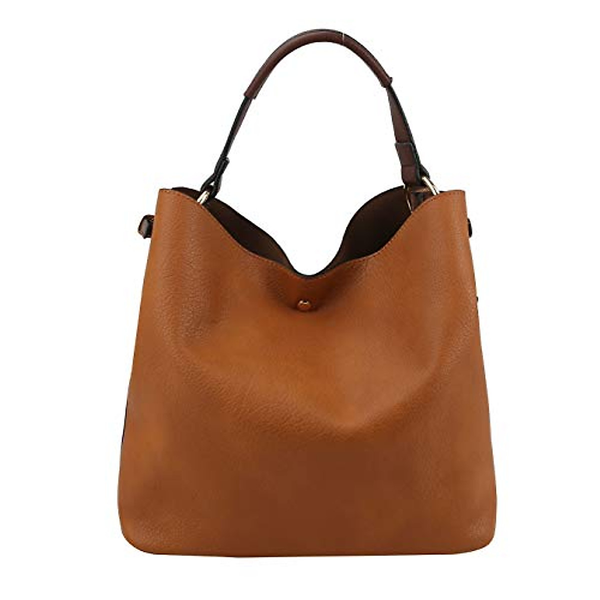 Handbag Republic Crossbody Hobo for Women Vegan Faux Leather Top Handle Korean Style with Extra Pouch and Strap (White)