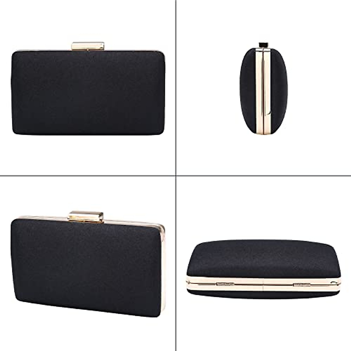 Pinprin Glitter Clutch Evening Bags for Women - Formal Bridal Wedding Clutch Handbag Prom Cocktail Party Purse (Black)