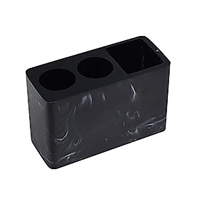 Toothbrush Holder Marble Look Electric Toothbrush Toothpaste Bathroom Organizer Stand Trays Caddy Countertop for Bathroom Vanity Storage and Organizing(Black)
