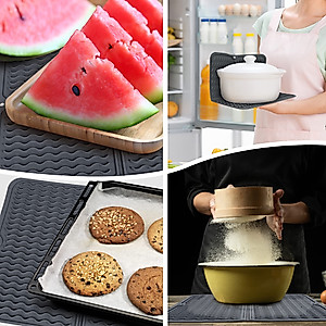 Silicone Dish Drying Mat for Multiple Usage,Easy clean,Food Grade Silicone,Oversized,Heat-resistant Foldable Silicone Mat Rack for Kitchen Counter,Refrigerator or Drawer liner