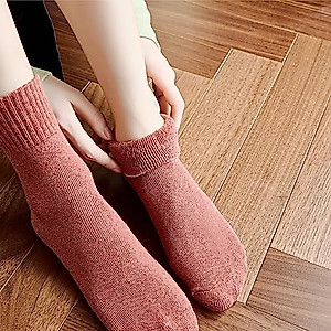 MOSOTECH 5 Pairs Womens Wool Socks, Thick Warm Cozy Crew Winter Socks Boot Socks Thermal Gifts Socks, Size 5-10