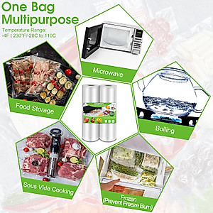 CUCUPAPA Vacuum Food Sealer Rolls Bags, 2 Packs 11 in x 50ft Storage Bags, BPA Free, Durable Commercial Customized Size Food Bags for Food Storage and Sous Vide Cooking (11''x50'(2 Pack))