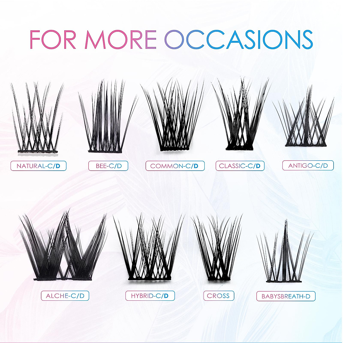 LANKIZ DIY Eyelash Extension,Lash Clusters Individual Lash Extensions, Wide Wsipy Cluster, Soft and Lightweight 10-20mm Mix Resuale Wide Band Cluster Lashes for Home use (Hybrid)