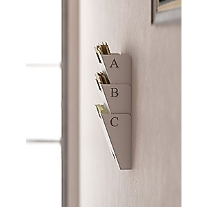 Wallniture Lisbon Wall File Holder Organizer for Office Storage, 3-Tier Mail and Magazine Holder Metal White