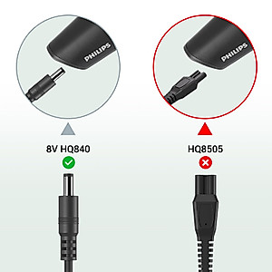 8V Shaver Charger Replacement Compatible with Philips HQ840 Norelco Multigroom Series 3000 MG3750 MG3750/50 MG3750/10 MG3750/60 MG3760 MG3760/50 Power Supply Cord Battery Charger (8V 100mA)