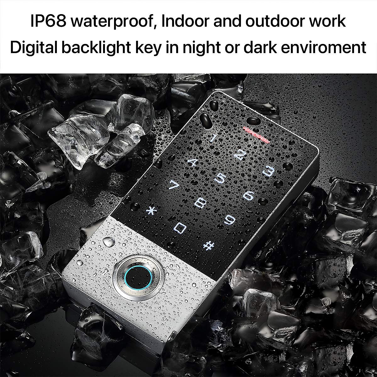 AMOCAM Fingerprint Password Access Control System with 5PCS ID Key Fobs, Fingerprint Door Lock Keypad Controller Support 10000 Users, Weatherproof, Backlight, Zinc Alloy Metal, Touch Panel