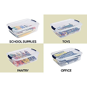 Rubbermaid Cleverstore Clear 16 Qt/4 Gal, Pack of 6 Stackable Plastic Storage Containers with Durable Latching Clear Lids, Visible Organization, Great for Classroom, Underbed, and Kitchen Storage