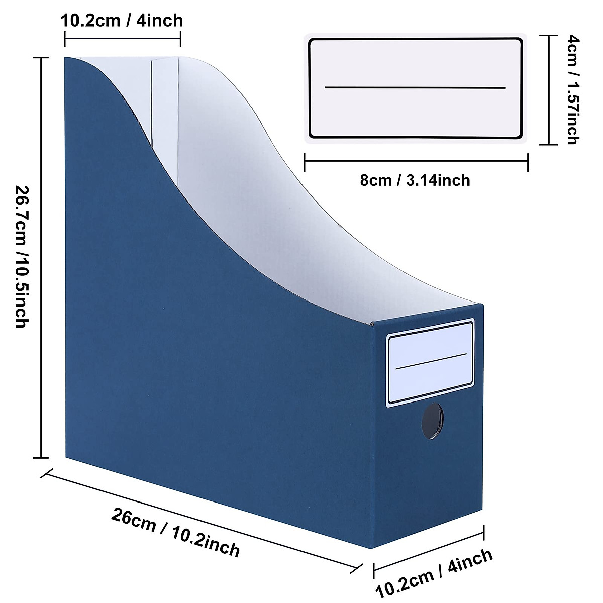6 Pack Magazine File Holders, Cardboard Magazine Holder with Labels, Document Storage Organizer Box for Office School Home Hospital Desktop Storage, Blue