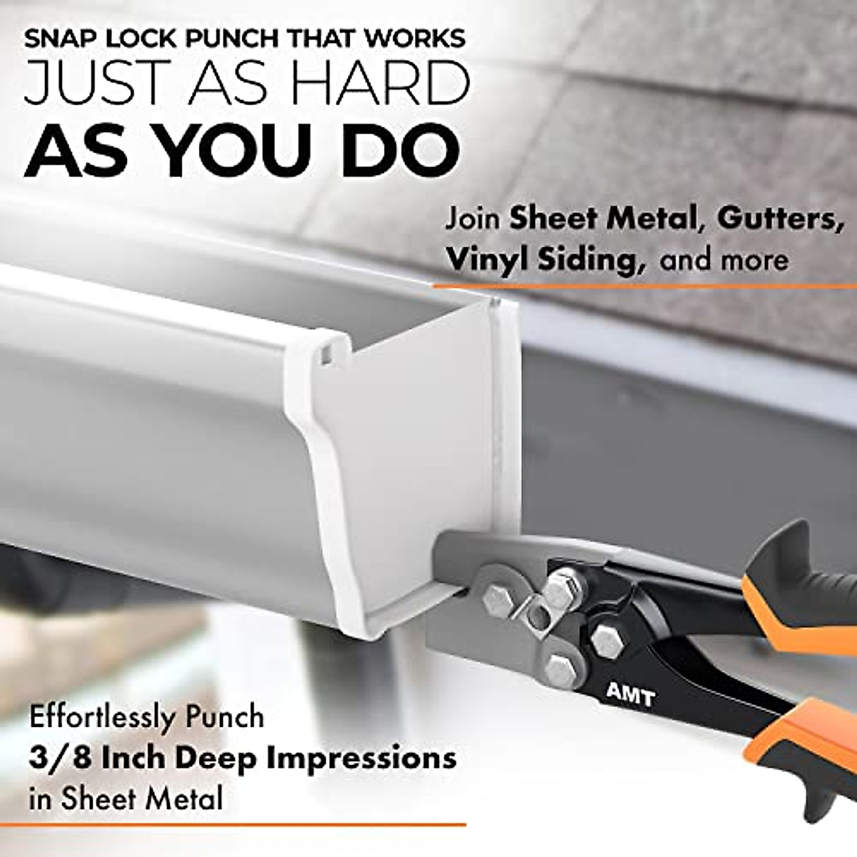AMERICAN MUTT TOOLS Snap Lock Punch – Gutter End Cap Crimper Tool – Snap Lock Tool for Sheet Metal, Gutter Installation Tools, Gutter Crimping Tool, Gutter Tools, End Cap Crimper for Gutters