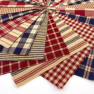 40+ American Heritage Charm Pack Red Blue, 5 inch Precut Cotton Homespun Fabric Squares by JCS