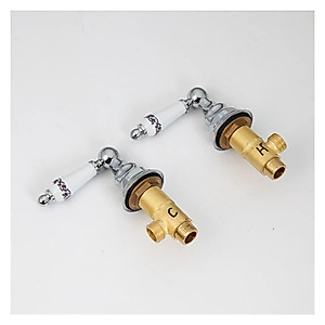 MISSCELL Chrome Brass Bathroom Faucet Hot & Cold Bathtub Mixer Faucet Deck Mounted Wash Basin Sink Faucet Ceramic Handles ，Faucet, LL-662