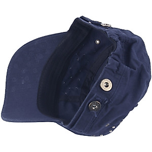 RaOn A213 Ripped Round Dome Studs Rivet Spike Spots Army Cap Golf Club Cadet Military (Navy)