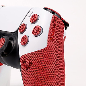 TALONGAMES Controller Grips Compatible with Playstation 5 DualSense, Anti-Slip, Sweat-Absorbent, Textured Skin kit, for PS5 Controllers Handle Grips, Buttons, Triggers, D-pad (Pro Version - Red)