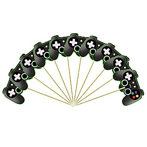 Mity rain Video Game Controllers Cupcake Toppers-Gamepad Cake Picks Game Themed Birthday Anniversary Wedding Engagement Party Decorations(24pcs)