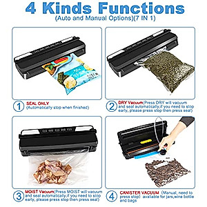 Vacuum Sealer Machine 8 PCS Food Vacuum Sealer Machine 8 in 1 Automatic Vacuum Sealer with Cutter&Dry&Moist Vacuum and Seal and 3 Rolls Bags Starter Kits for Home and Kitchen