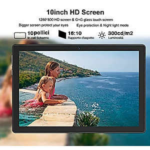 10 Inch Android Tablet pc, Android Tablet, 4 RAM 64GB ROM 128GB Expand, IPS HD,2.5D G+G Touch Screen,Google Certificated Wi-Fi Tablets,Dual Camera, Black-(with Leather case)…