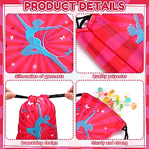 Honoson 24 Pcs Gymnastics Party Favors Bags Gymnastics Birthday Goodie Bags Gymnastics Theme Gift Bags for Gymnastics Drawstring Treat Bag for Birthday Baby Shower Party Supplies 7x5inchs