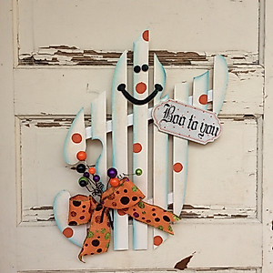 AGD Halloween Decor - Slat Wood Pumpkin and Ghost Double Door Wreaths