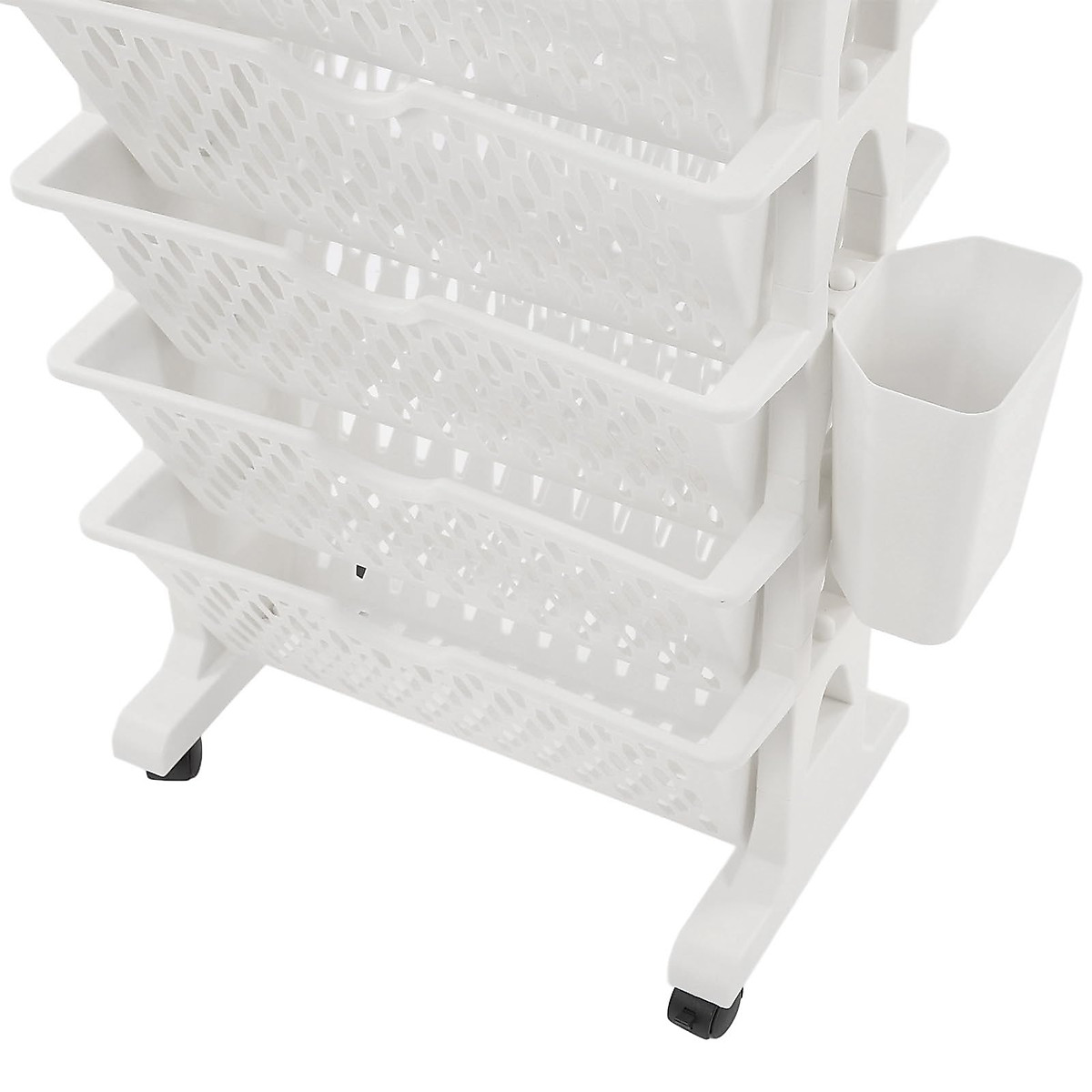 VBESTLIFE 6 Tier Rolling Utility Cart, Mobile Storage Bookshelf with Universal Wheel, Movable Storage Book Shelves for Office Kitchen Classroom (White)