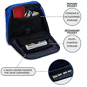 Nintendo 3DS Carrying Case Compatible With Nintendo Switch, 2DS, 3DS, 3DS XL, DS, DS XL, DS Light Handle & Shoulder Strap Traveling Carry Case With Hard Zipper Blue Officially licensed