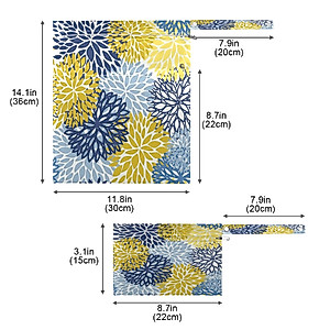 Spring Floral Navy Chrysanthemums Wet Dry Bags Sets for Baby Cloth Diaper Bag Flower Waterproof Beach Travel Bag for Swimsuits Wet Clothes Washable Reusable Organizer with Two Zippered Pockets 2 pcs