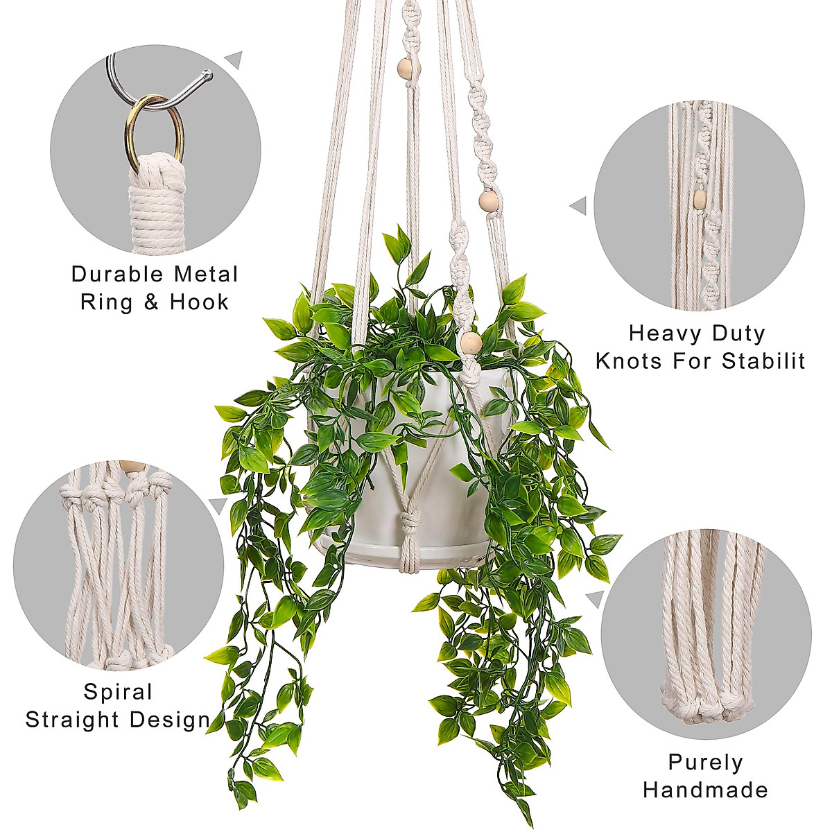 onepeng Macrame Plant Hanger,5 Arms Plant Hanger Indoor,Windchime Style Hanging Plant Holder,2 Pack Plant Hanger,Boho Home Decor Hanging Planters for Indoor Plants