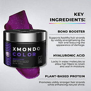 XMONDO Color Amethyst Depositing Mask & Semi-Permanent Purple Hair Dye | Infused with Bond Booster Technology & Hyaluronic Acid for Nourishment, Revitalization & Repair, Vegan Formula, 8 Fl Oz 1-Pack
