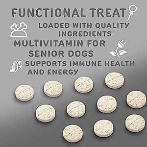 waggedy Daily Essentials Senior Tablets with Glucosamine — Pet Supplies for Digestion and Joint Health — Dog Multivitamin Treats for Overall Defense — Dog Vitamins and Supplements (60 Chewy Tablets)
