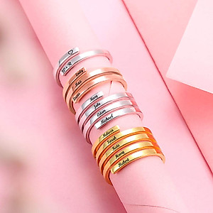 Getname Necklace Custom Name Ring Sterling Silver 2-5 Engraved Name Ring Personalized Ring Dainty Custom Rings Gift for Women Mom Grandma