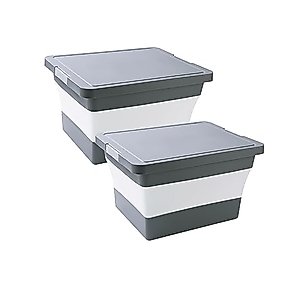 Beinilai Collapsible Storage Bins with lids,26 Qt Plastic Storage Bin Containers Tote Organizing with Secure Buckles，Suitable for Family Outdoor Multi-scene,Grey