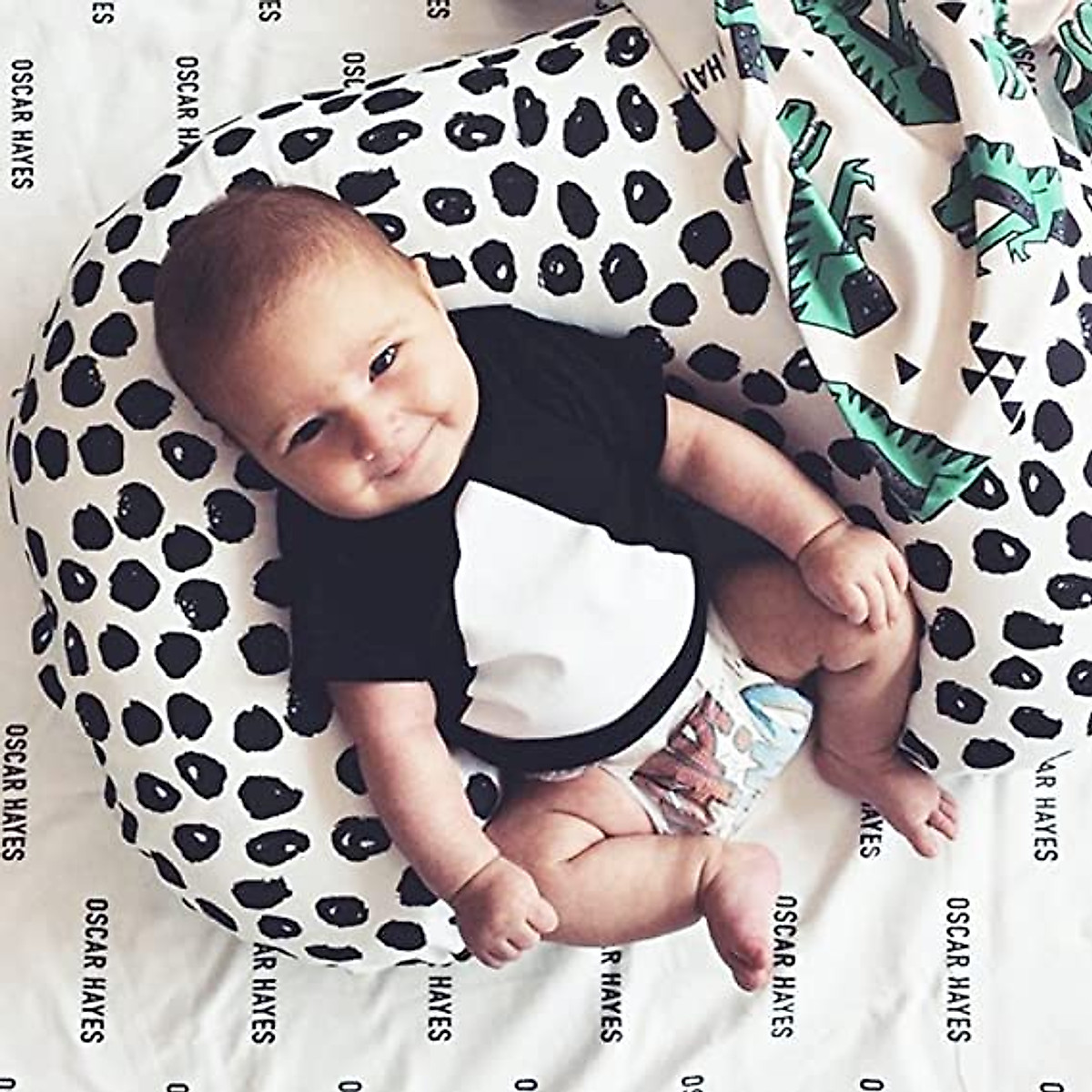 UDERUI Nursing Pillow and Positioner, Breastfeeding, Bottle Feeding, Baby Sitting Support with Removable Ultra Soft Minky Cover, Tummy Time Support for Baby Boys and Girls (Black)