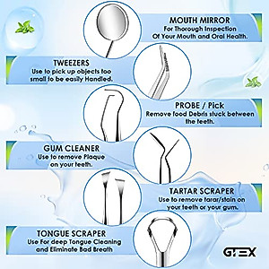 Dental Tools, Dental Pick, Plaque Remover [6 Pack] for Teeth Cleaning Kit , Tooth Cleaner, Tartar Remover - Dentist Kit