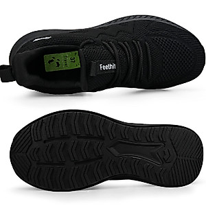 Feethit Running Shoes for Women Non Slip Walking Tennis Shoes Slip Work Fashion Gym Sneakers Black 9