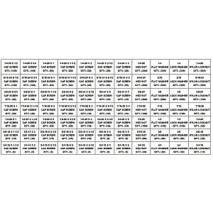 5170 Piece Grade 8 SAE Fine Thread Bolt Assortment Hex Head Cap Screws, Flat and Lock Washers, Hex and Lock Nuts with (2) 40 Hole Bins
